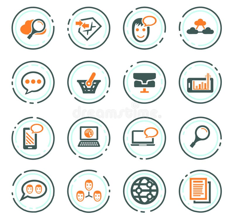 Data Analytic and Social Network Icons Set Stock Vector - Illustration ...