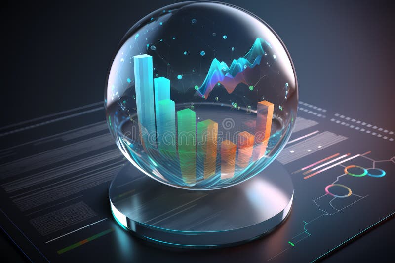 Data Analytics Ball Digital Statistics Graph Chart Stock Illustration ...
