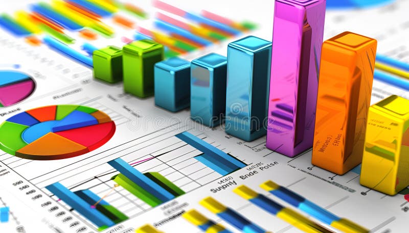Data Analytics - Business Graphs and Charts Stock Illustration ...