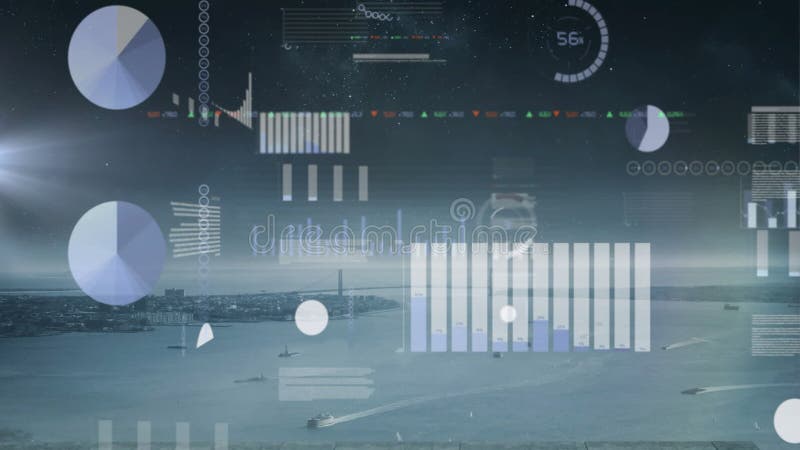 Data Analytics and Charts Animation Over Aerial View of Coastal City Stock Video - Video of ...