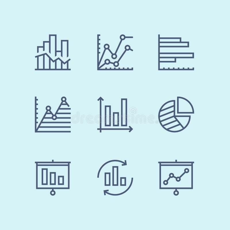 Outline Data Analysis, Chart, Diagram Vector Simple Icons for Web and ...
