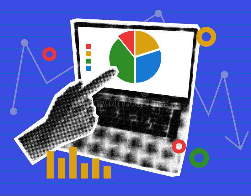 Data Analytics Concept. Halftone Hand Show Date Information in Trendy ...