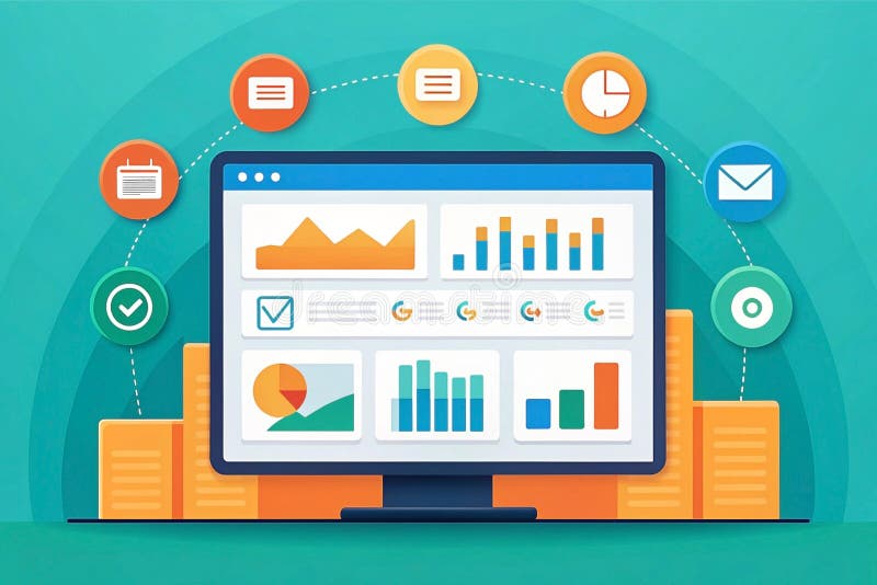 Data Analytics Dashboard on Computer Screen Displaying Charts, Graphs ...