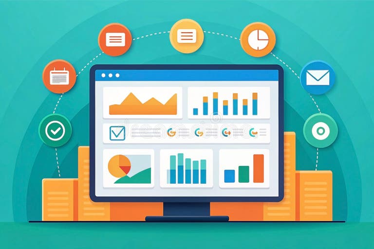 Data Analytics Dashboard on Computer Screen Displaying Charts, Graphs ...