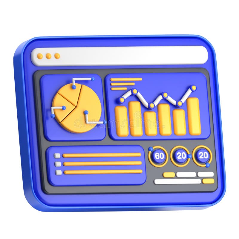 Data Analytics Dashboard 3D Render Stock Illustration - Illustration of ...