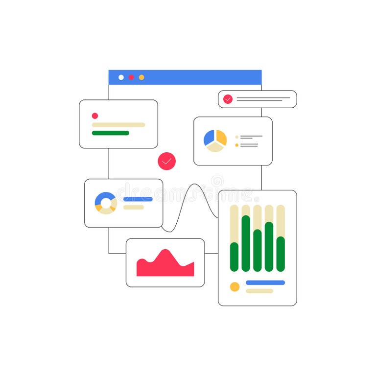 Analytics Dashboard Symbolizing Data Visualization and Insights, Flat ...