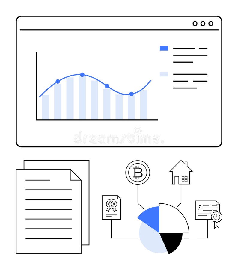 Data Analytics Dashboard with Financial and Asset Management Infographics Stock Illustration ...