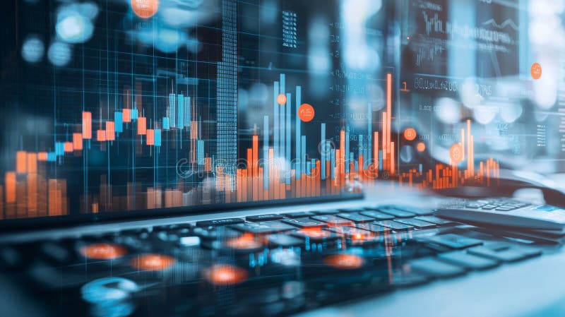 Data Analytics Dashboard with Futuristic Graphs and Charts Stock Photo ...