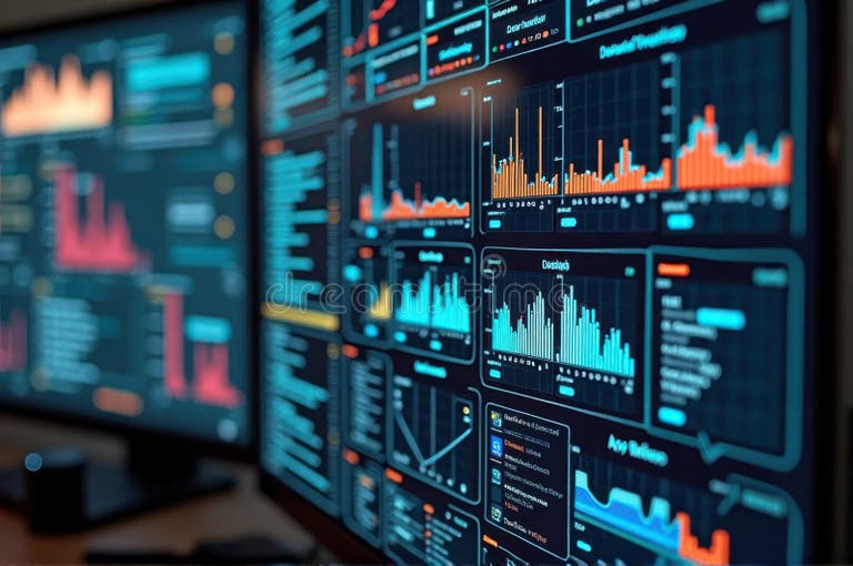 Data Analytics Dashboard with Interactive Graphs and Charts in a Professional Workspace Stock ...