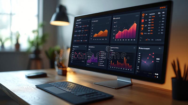 Data Analytics Dashboard on Modern Computer Screen AI Generated. Stock ...