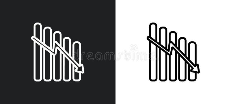 Data Analytics Descending Line Graphic Outline Icon in White and Black ...