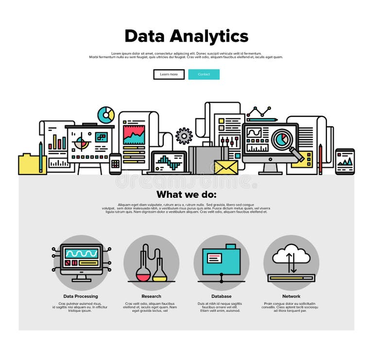 Data Analytics Flat Line Web Graphics Stock Vector - Illustration of ...