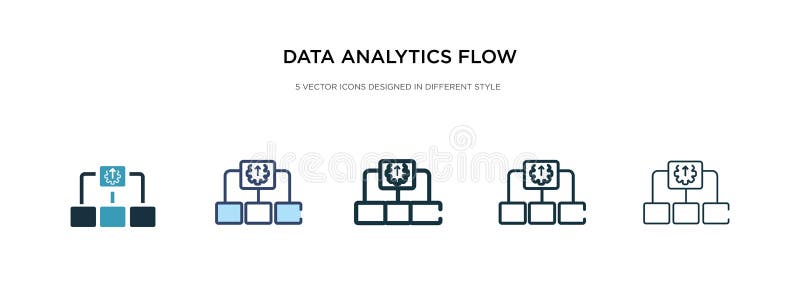 Data Analytics Flow Chart Icon in Different Style Vector Illustration. Two Colored and Black ...