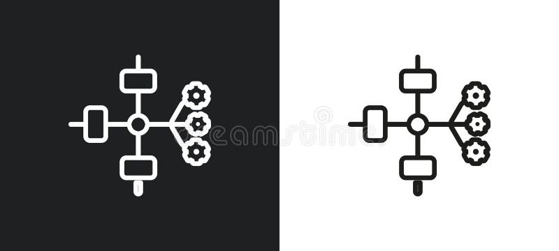 Data Analytics Flow Outline Icon in White and Black Colors. Data ...