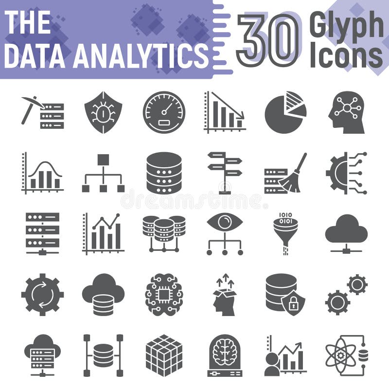 Data Analytics Line Icon Set, Database Symbols Stock Vector ...