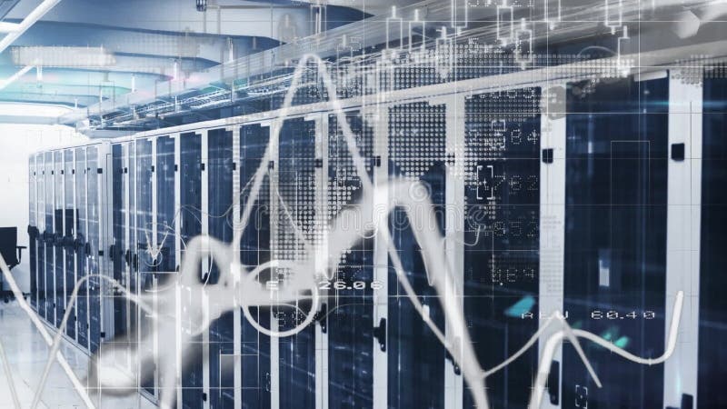 Data Analytics and Graph Animation Over Servers in Data Center Stock Footage - Video of storage ...