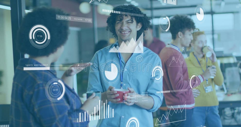 Data Analytics and Graphs Image Over Diverse People Socializing in ...