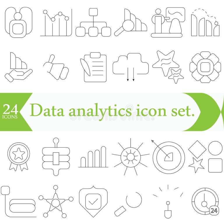 Data Analytics Icon Set. Containing Database, Statistics, Analytics, Server, Monitoring ...