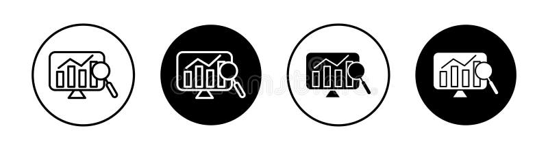 Data Analytics Icon Set. Economic Analysis Magnifying Glass Vector Logo ...