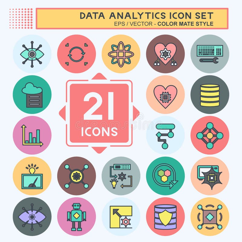 Data Analytics Icon Set. Suitable for Data Analytics Symbol. Color Mate ...