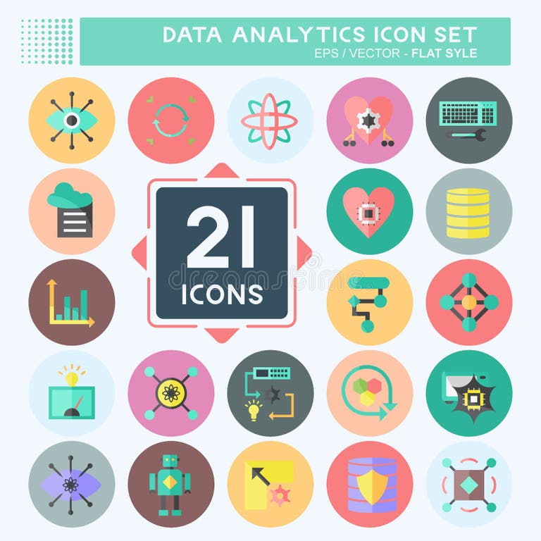 Data Analytics Icon Set. Suitable for Data Analytics Symbol. Flat Style. Simple Design Editable ...