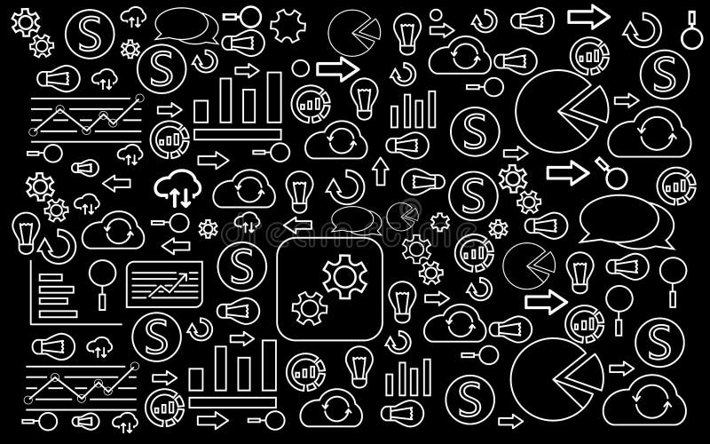 Data Analytics Icons on Black Background Vector Mockup Stock Vector ...