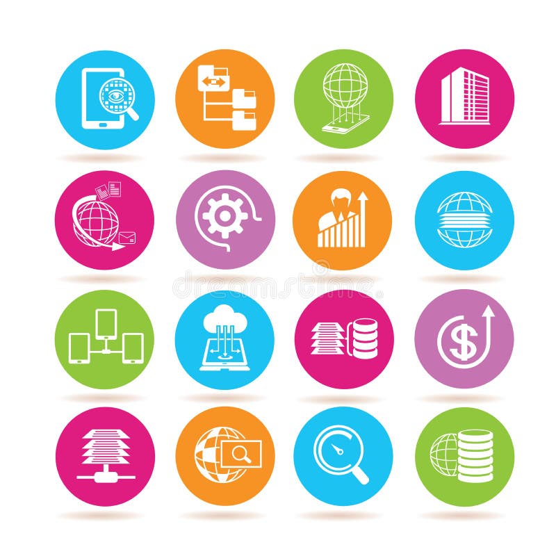 Data Analytics and Network Icons Stock Illustration - Illustration of ...