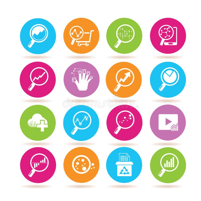 Data Analytics and Network Icons Stock Illustration - Illustration of ...