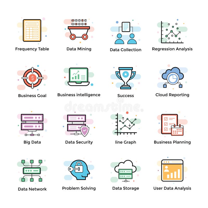 Data Analytics Icons Pack stock vector. Illustration of icon - 152448190