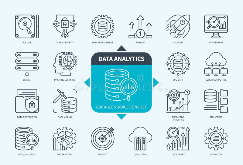 Learning Analytics Chart with Icons and Keywords Stock Vector - Illustration of data, people ...