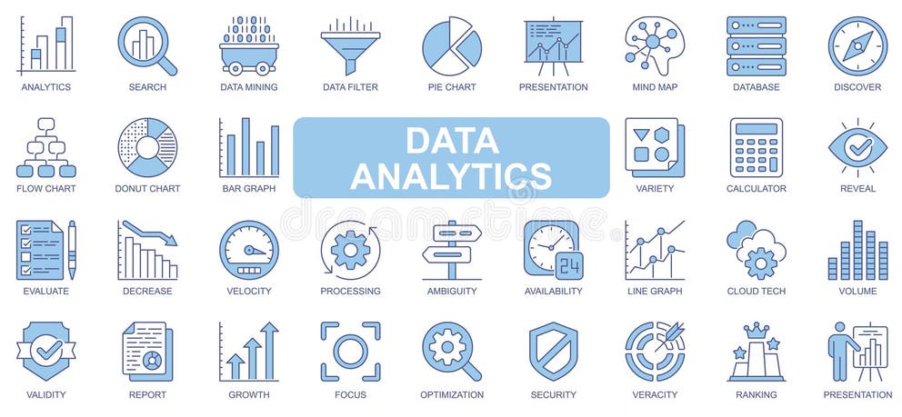 Data Analytics Icons Set in Duotone Outline Stroke Design for Web. Pack ...