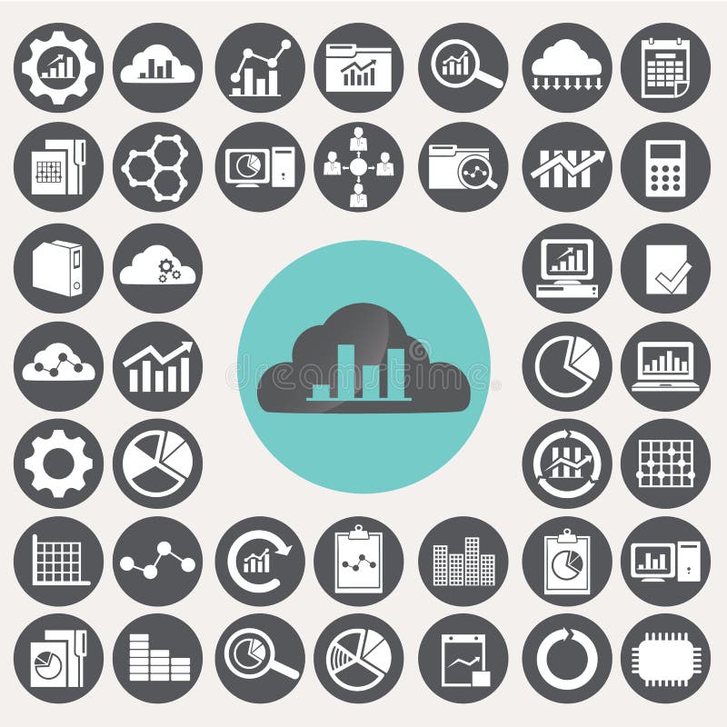 Big Data and Technology Icons Stock Vector - Illustration of black ...