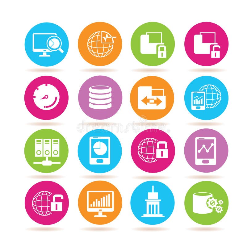 Data Analytics and Network Icons Stock Illustration - Illustration of ...