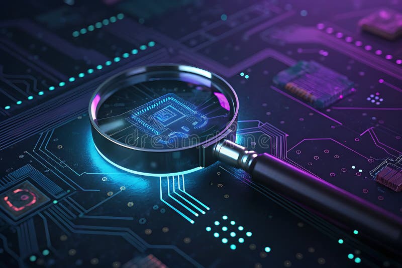 Data Analytics Illustration & Big Data: Cyberpunk Circuit Board, AI ...