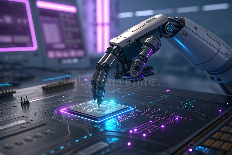 Data Analytics Illustration & Big Data Cyberpunk Circuit Board, AI ...