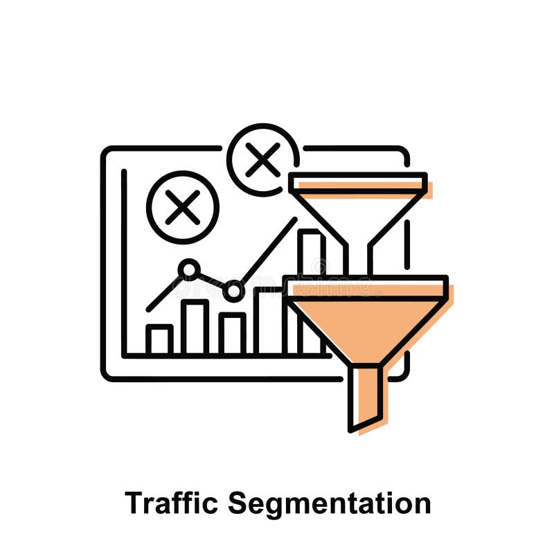 Data Analytics Illustration Showing Traffic Segmentation Funnel Chart ...