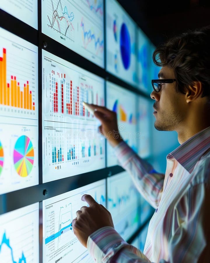 Data Analytics Insight Analyst Revealing Key Trends on a Large Screen ...