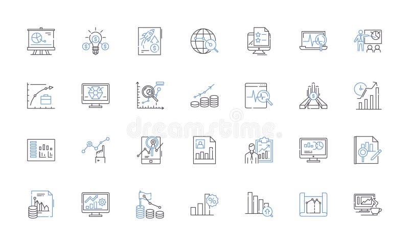Data Analytics Line Icons Collection Insight Metrics Patterns