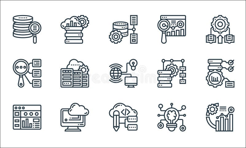 Data Analytics Line Icons. Linear Set Stock Vector - Illustration of ...