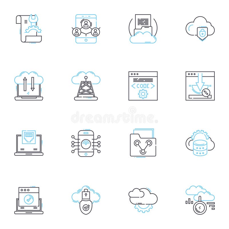 Data Analytics Linear Icons Set. Insight, Trends, Predictive, Metrics ...