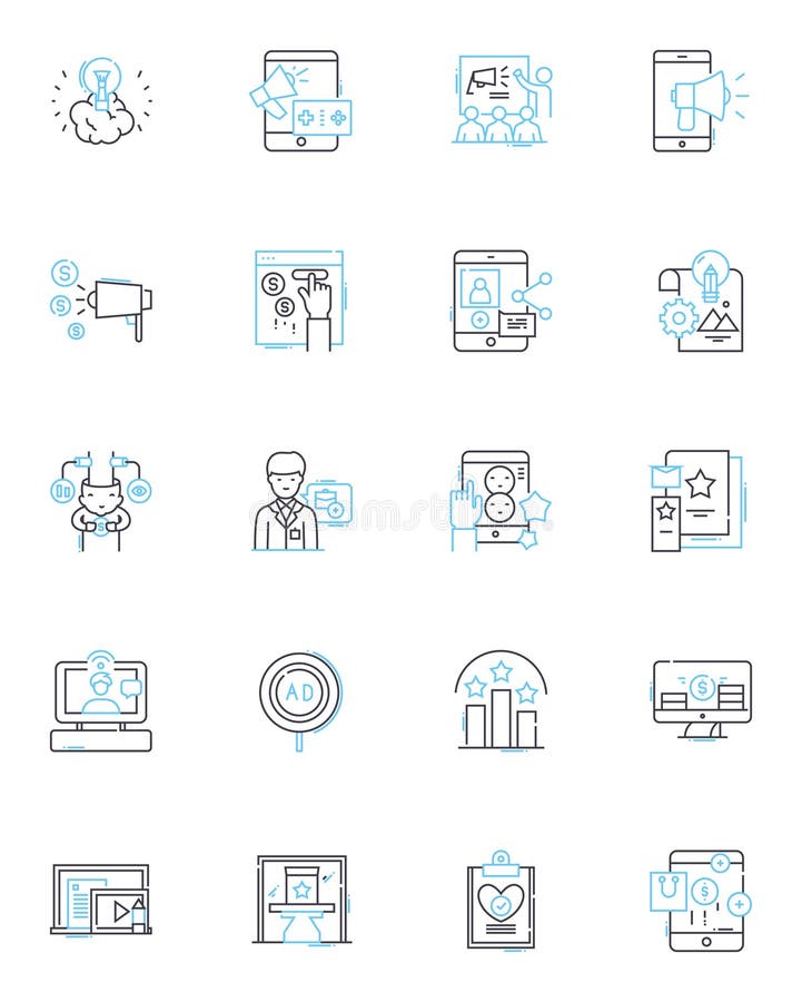 Data Analytics Linear Icons Set. Insight, Visualization, Trends ...