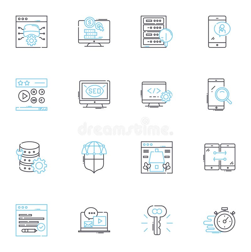 Data Analytics Linear Icons Set. Insights, Patterns, Optimization ...