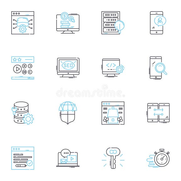 Data Analytics Linear Icons Set. Insights, Patterns, Optimization ...