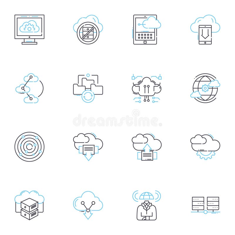 Data Analytics Linear Icons Set Insights Visualization Patterns Processing Metrics