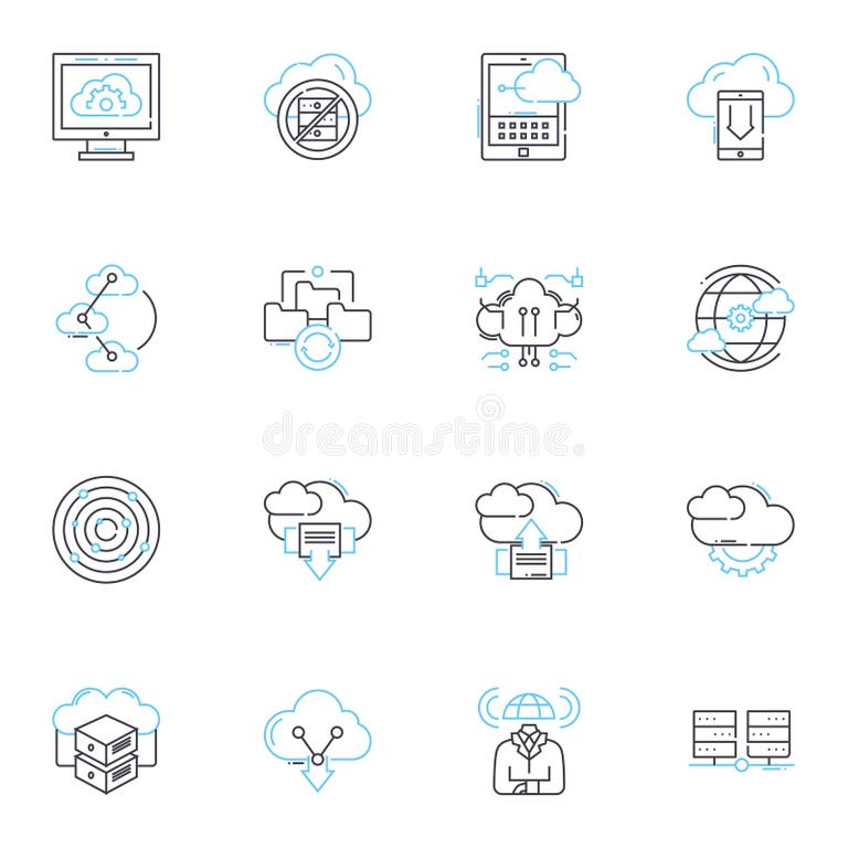 Data Analytics Linear Icons Set Insights Visualization Patterns Processing Metrics