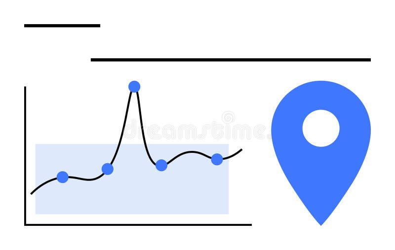 Data Analytics and Location Tracking Blue Graph with Map Pin Symbol ...