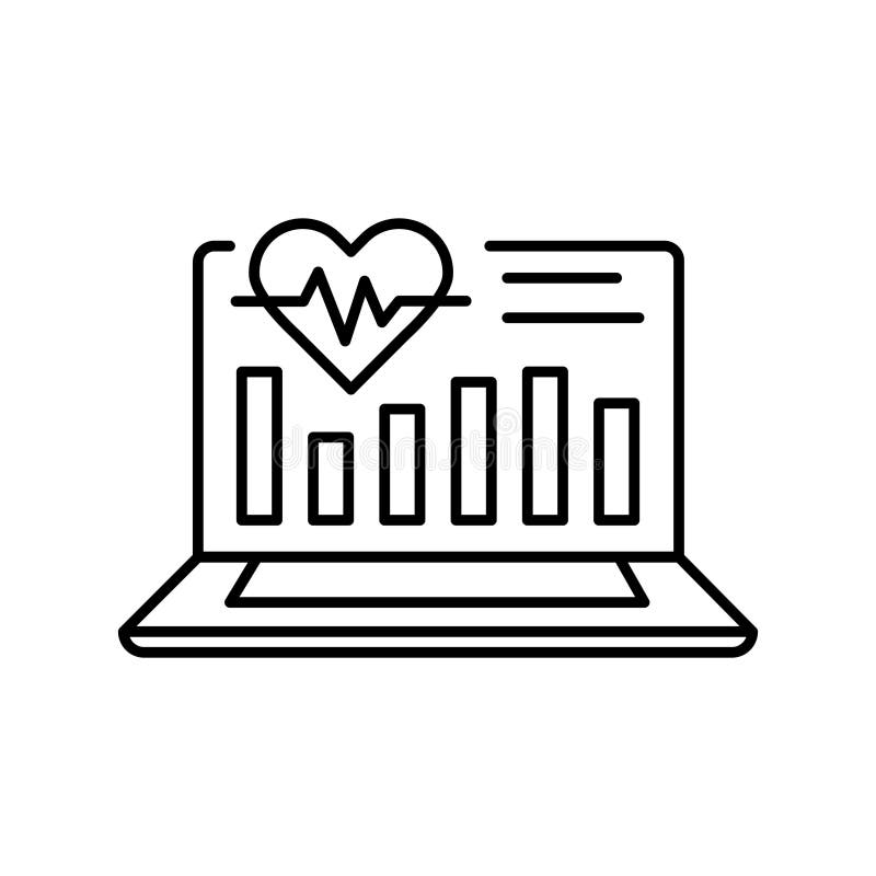 Data Analytics in Medicine Black Line Icon Stock Vector - Illustration ...