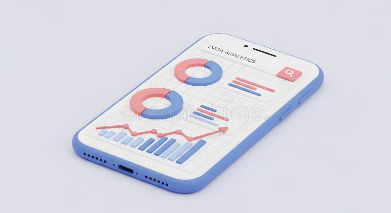 Data Analytics Mobile App Interface Stock Illustration - Illustration of drawing, business ...