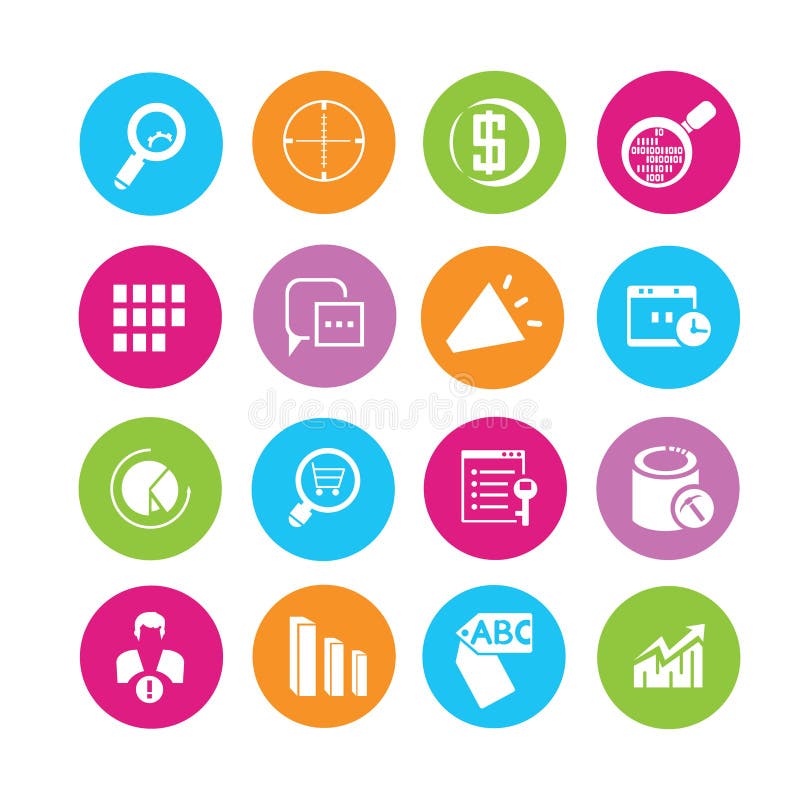 Data Analytics and Network Icons Stock Illustration - Illustration of ...