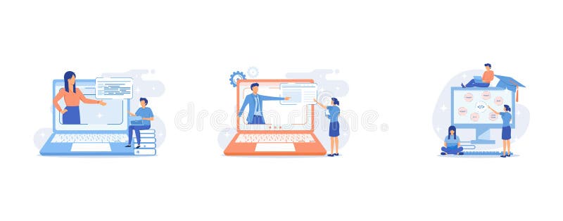 Programming Languages, Outsource System and Software Development, Data Center Set Stock Vector ...